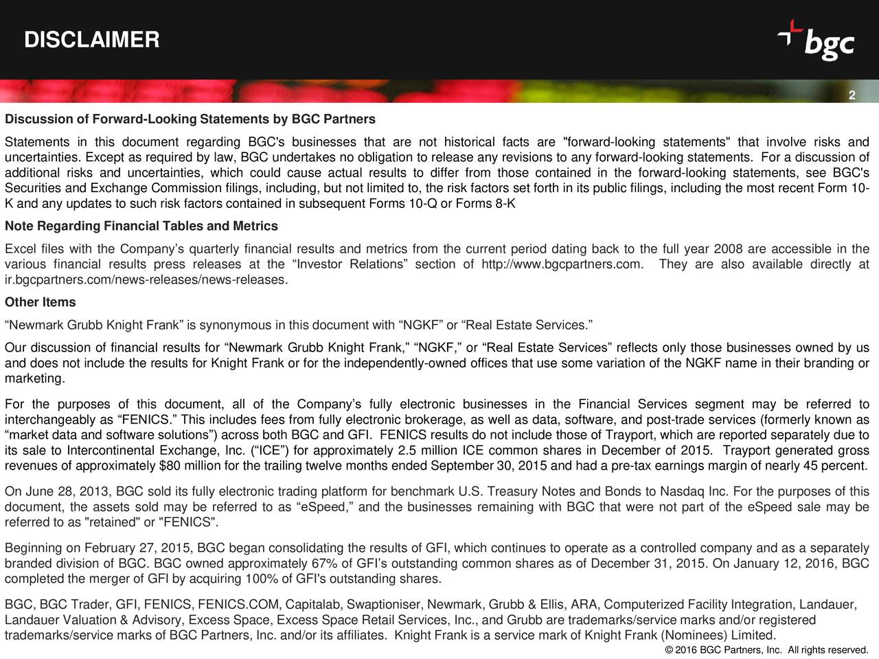 BGC Partners, Inc. 2016 Q3 - Results - Earnings Call Slides (NASDAQ:BGC ...