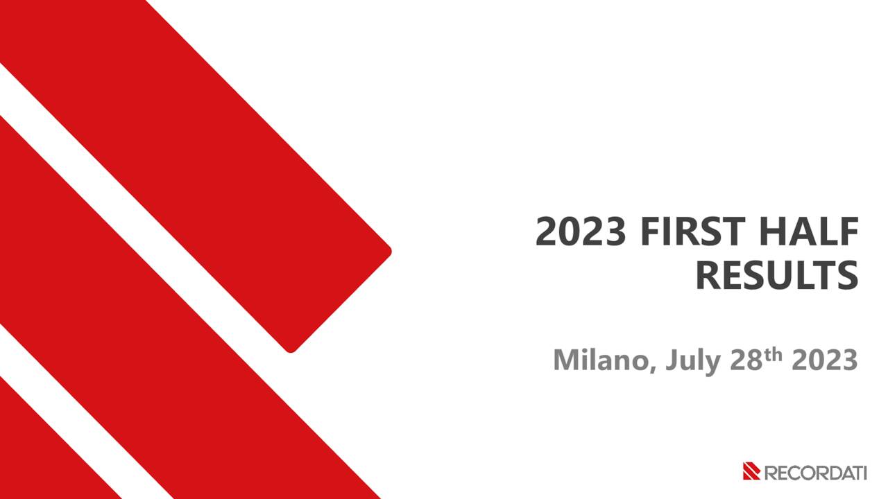 Recordati Industria Chimica e Farmaceutica S.p.A. 2023 Q2 - Results ...