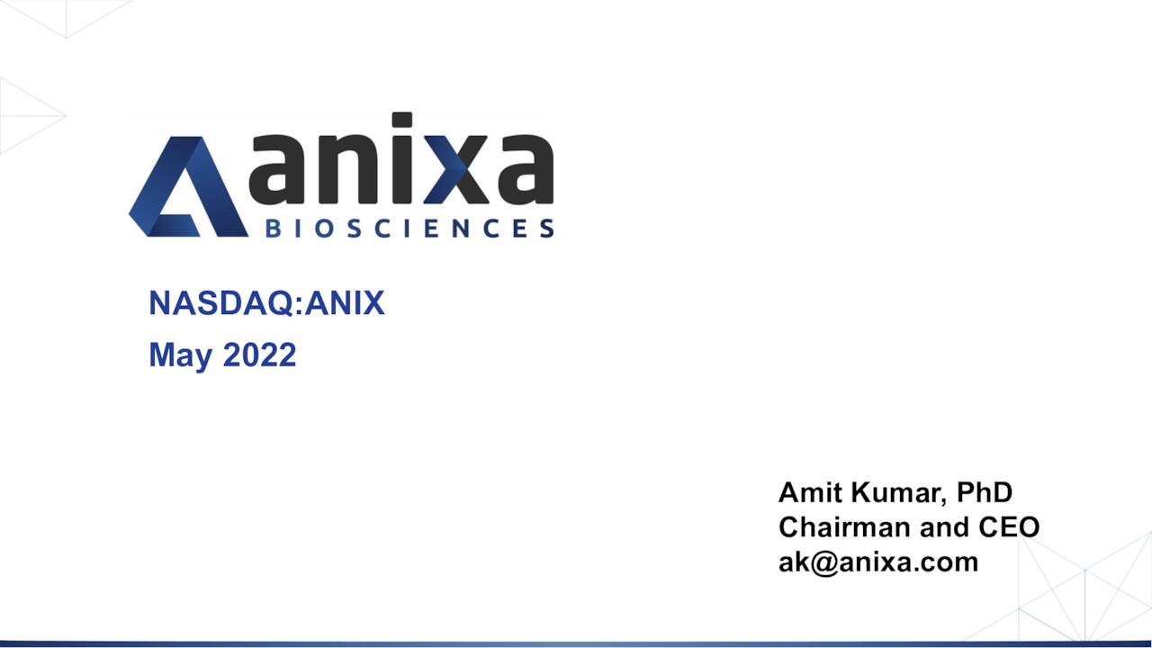 Anixa Biosciences (ANIX) Investor Presentation - Slideshow (NASDAQ:ANIX ...