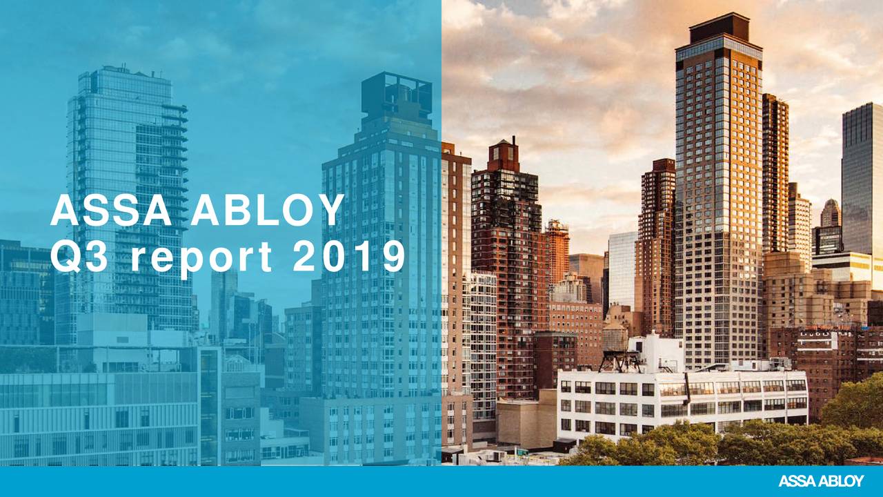 ASSA ABLOY AB (publ) 2019 Q3 - Results - Earnings Call Presentation ...