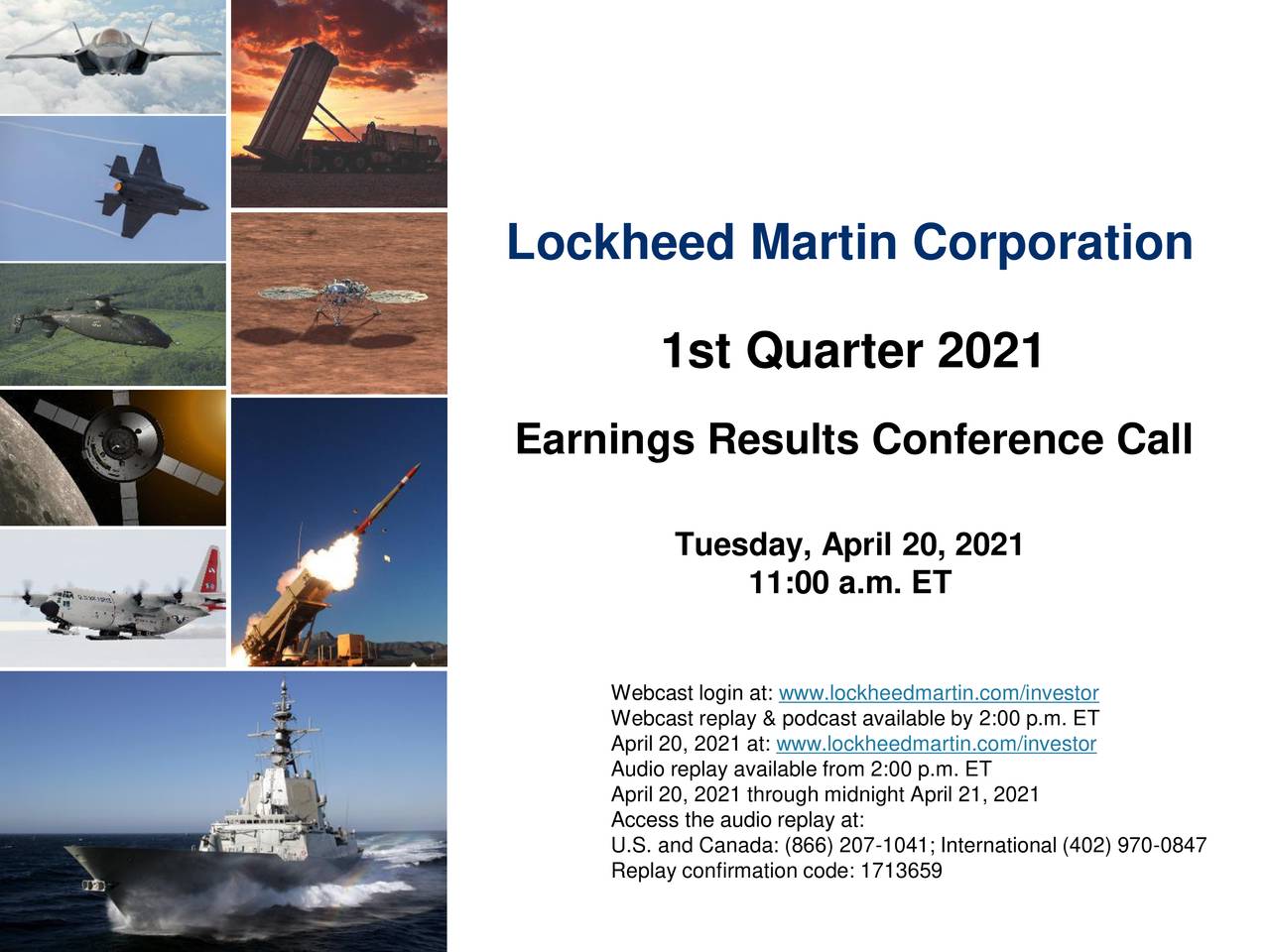 Lockheed Martin Corporation 2021 Q1 - Results - Earnings Call ...