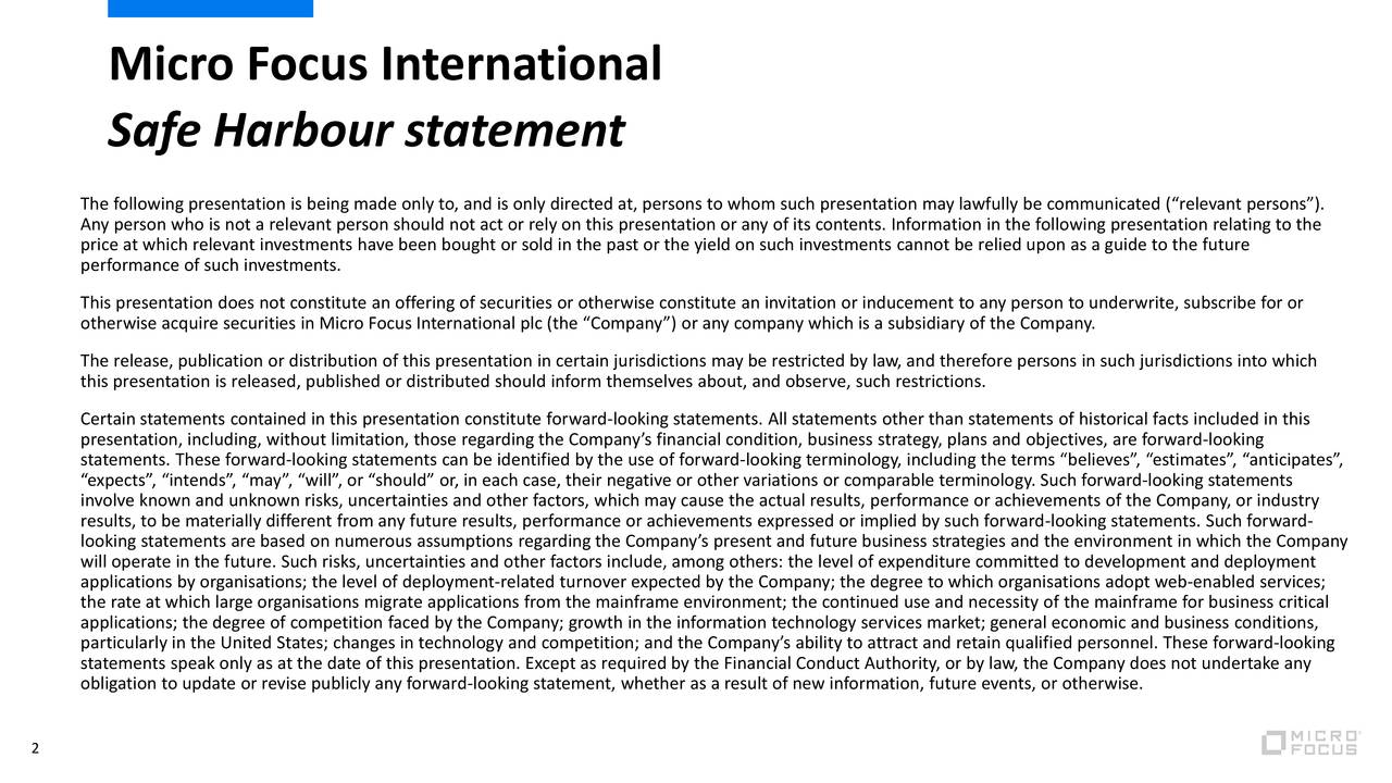 Micro Focus International plc 2020 Q1 - Results - Earnings Call ...