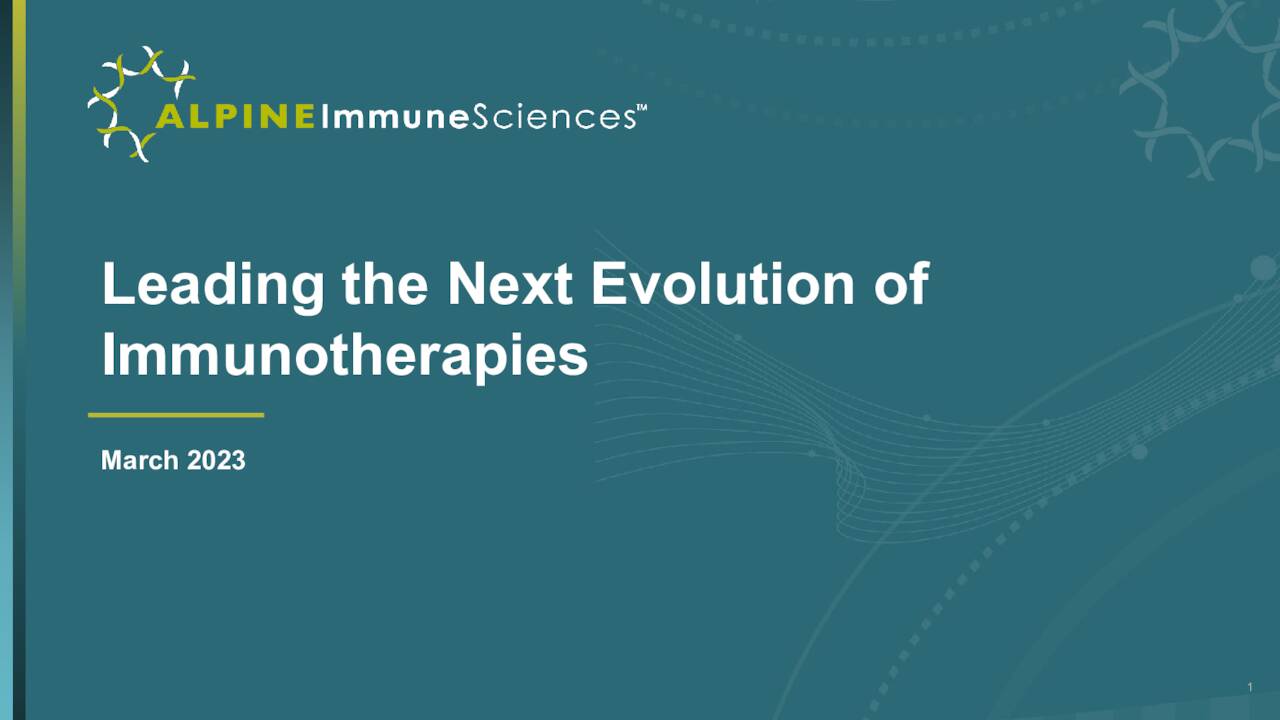 Alpine Immune Sciences Alpn Investor Presentation Slideshow Nasdaq