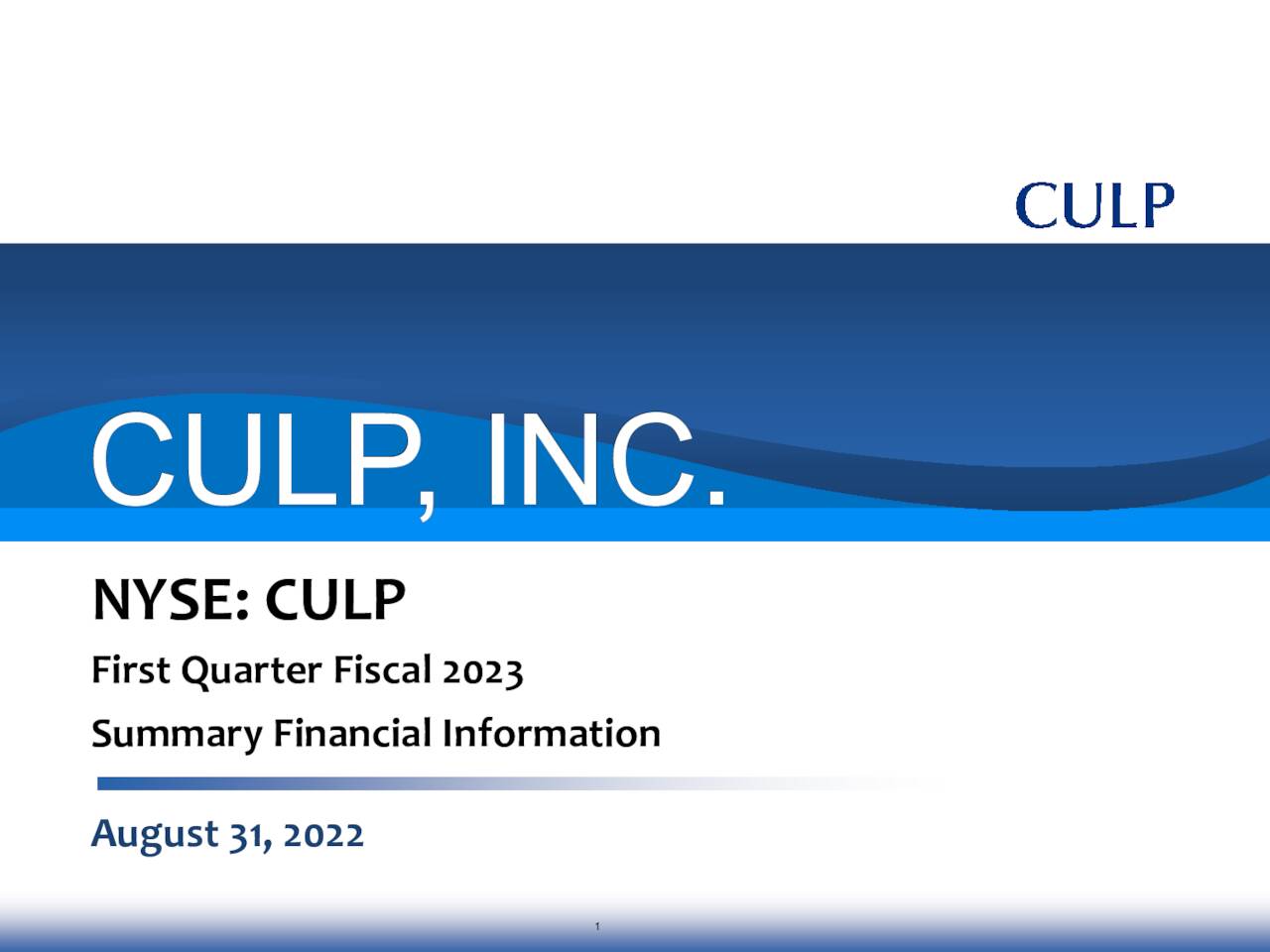 Culp, Inc. 2023 Q1 - Results - Earnings Call Presentation (NYSE:CULP ...