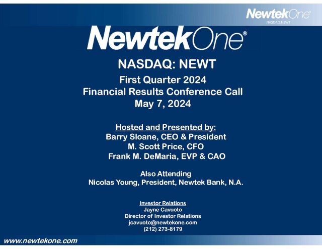 NewtekOne, Inc. 2024 Q1 - Results - Earnings Call Presentation (NASDAQ ...