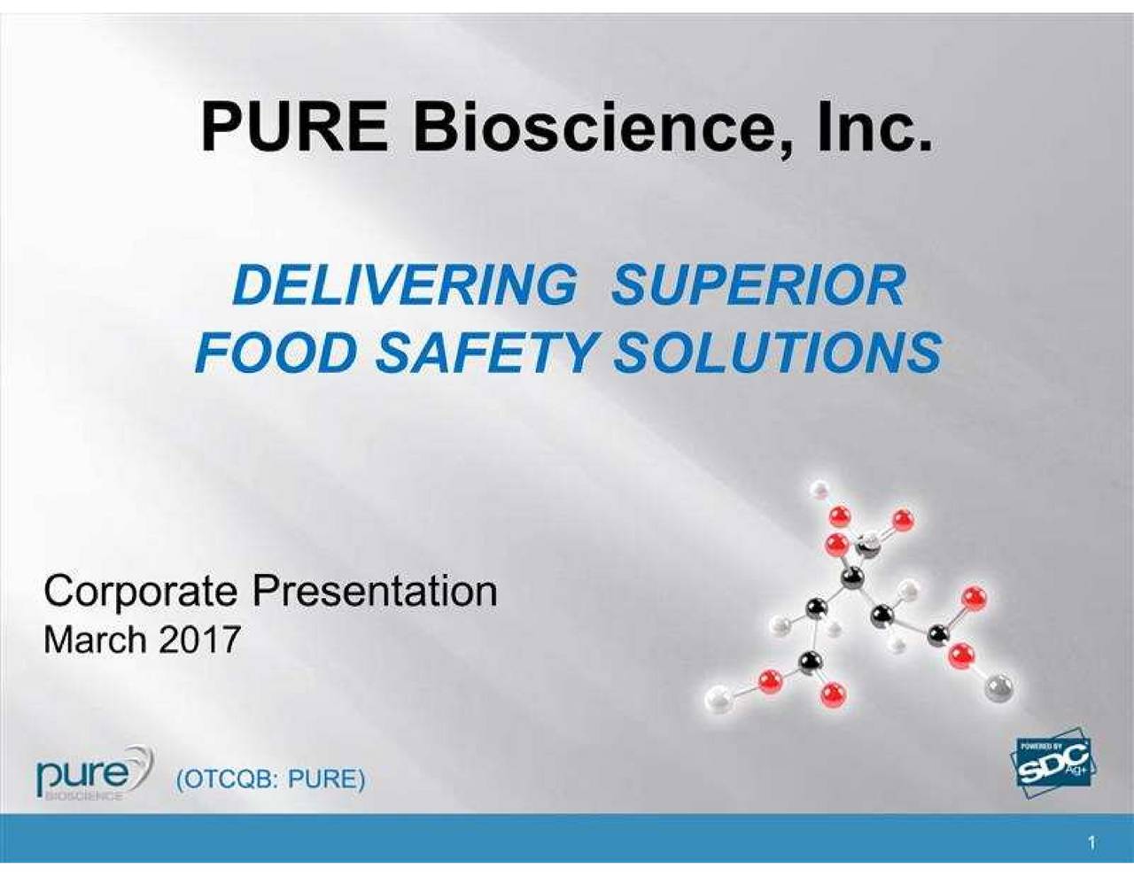 PURE Bioscience Presents At 29th Annual ROTH Conference 2017 (OTCMKTS:PURE) | Seeking Alpha