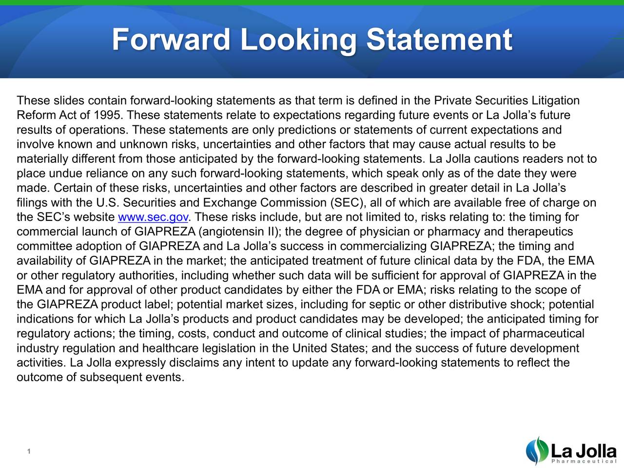 La Jolla Pharmaceutical (LJPC) GIAPREZA (Angiotensin II) Update ...