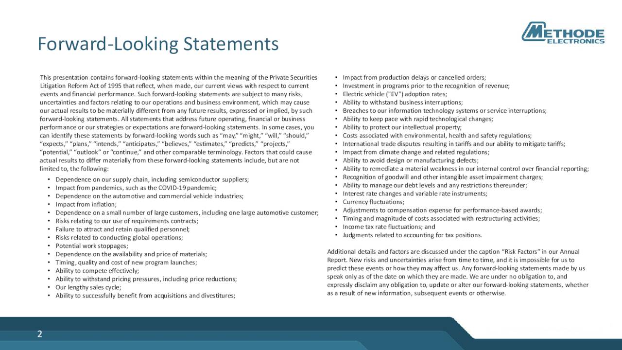 Methode Electronics, Inc. 2024 Q2 - Results - Earnings Call ...
