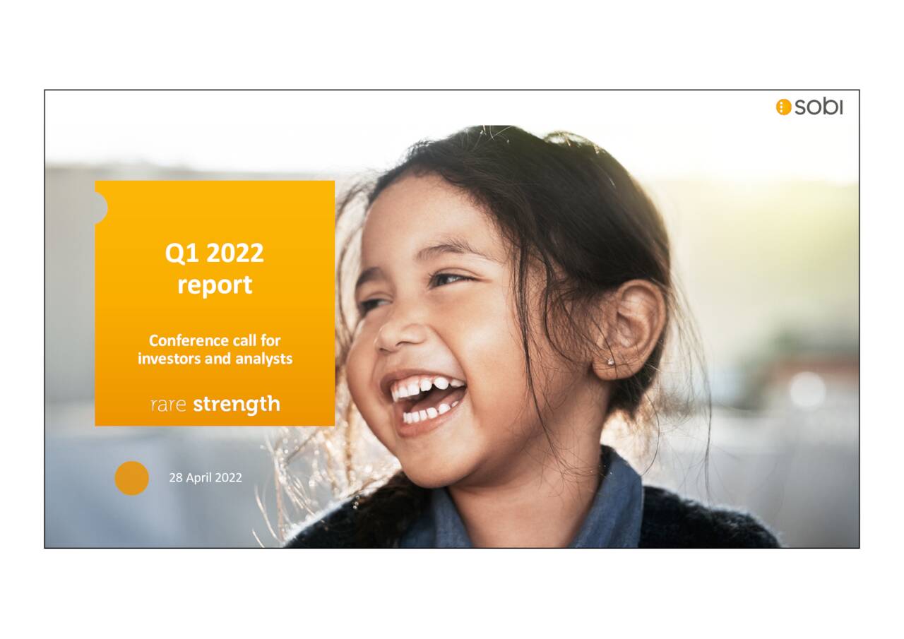 Swedish Orphan Biovitrum AB (publ) 2022 Q1 - Results - Earnings Call Presentation (OTCMKTS:BIOVF ...
