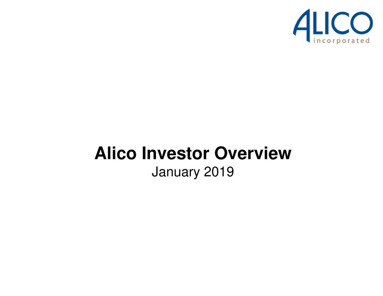 Alico Investor Overview