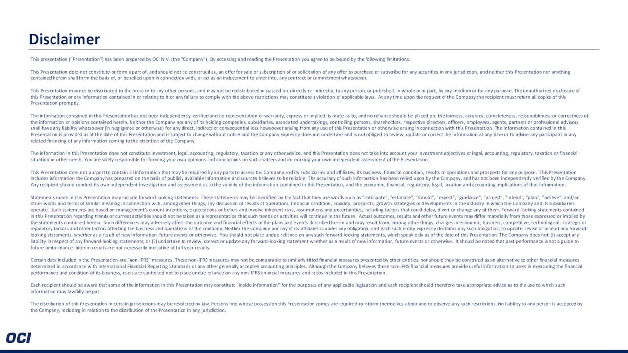 OCI N.V. 2021 Q4 - Results - Earnings Call Presentation (OTCMKTS:OCINF ... OCI N.V. 2021 Q4 - Results - Earnings Call Presentation (OTCMKTS:OCINF ...
