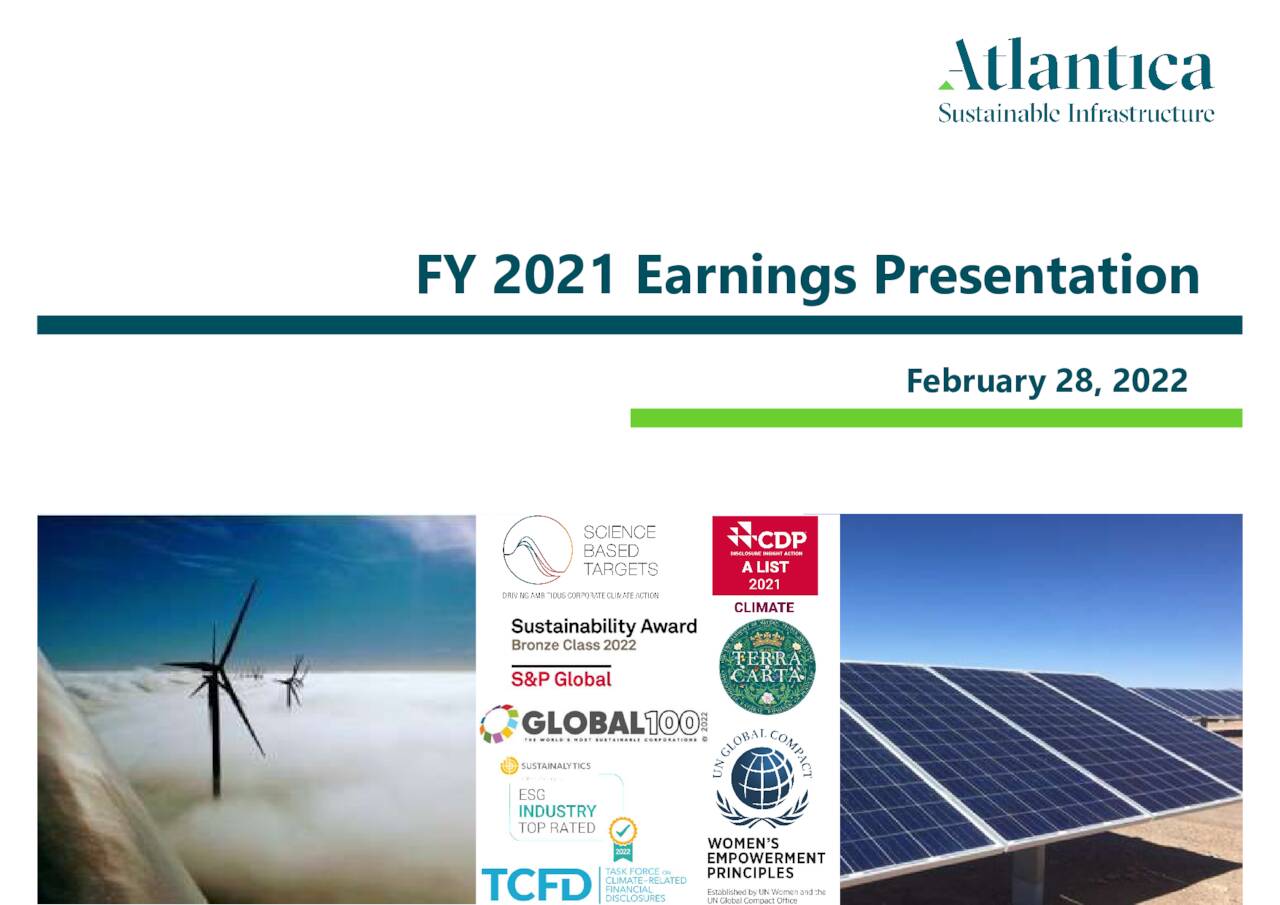Atlantica Sustainable Infrastructure plc 2021 Q4 - Results - Earnings Call Presentation (NASDAQ ...