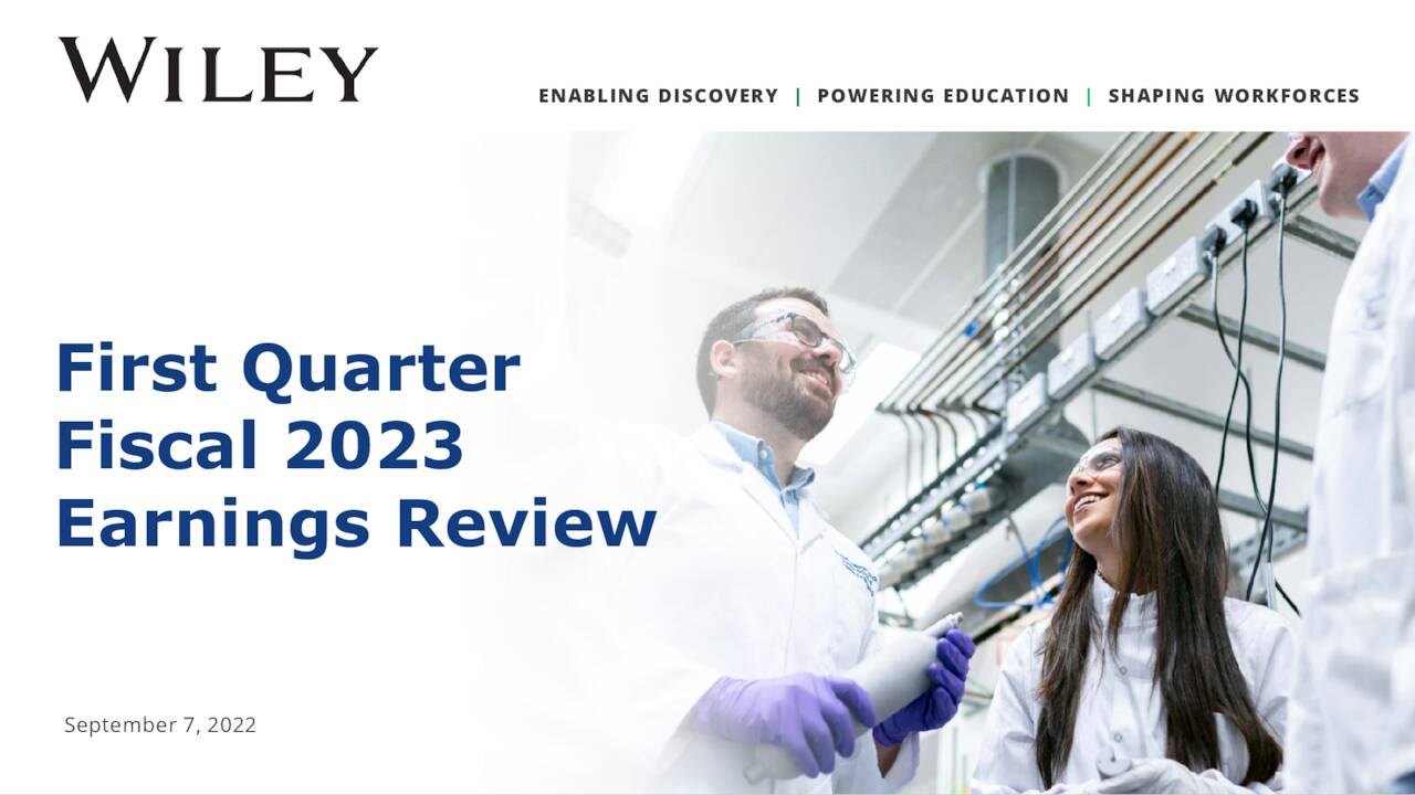 John Wiley & Sons, Inc. 2023 Q1 - Results - Earnings Call Presentation (NYSE:WLY) | Seeking Alpha