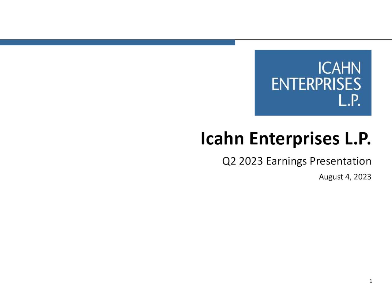 Icahn Enterprises L.P. 2023 Q2 - Results - Earnings Call Presentation ...