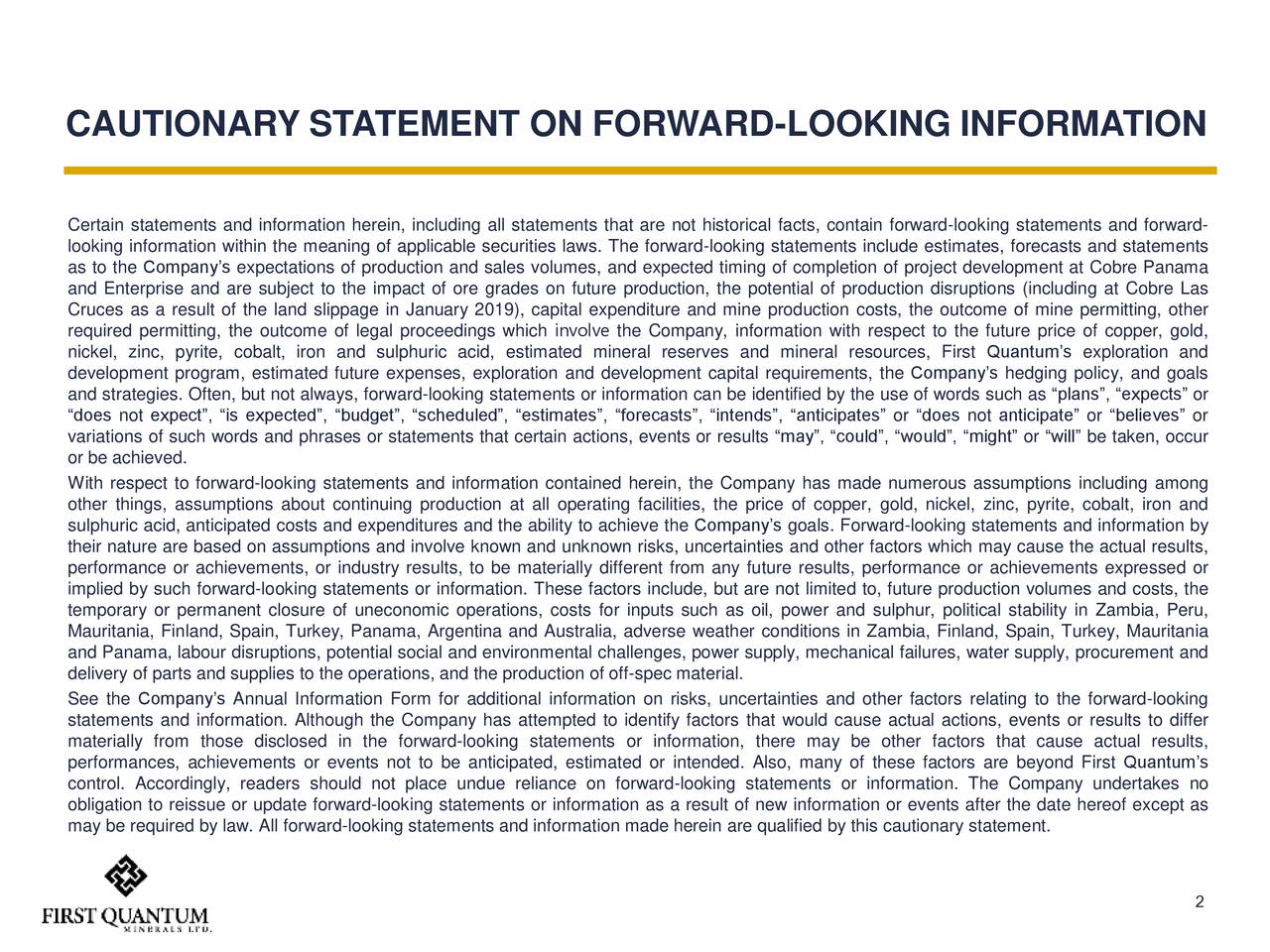 First Quantum Minerals Ltd. 2019 Q2 - Results - Earnings Call Slides ...