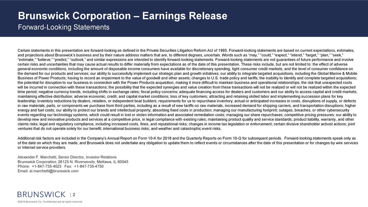 Brunswick Corporation 2019 Q3 - Results - Earnings Call Presentation ...