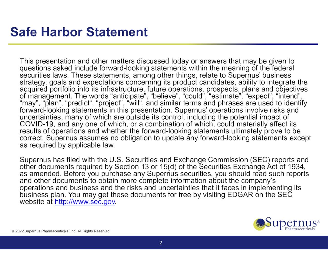 Supernus Pharmaceuticals (SUPN) Investor Presentation - Slideshow ...