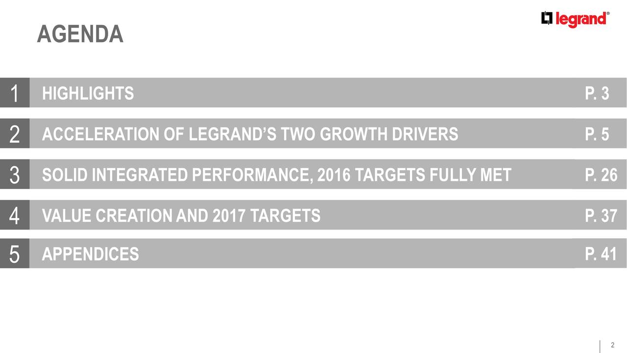 LeGrand SA 2016 Q4 - Results - Earnings Call Slides (OTCMKTS:LGRVF) | Seeking Alpha