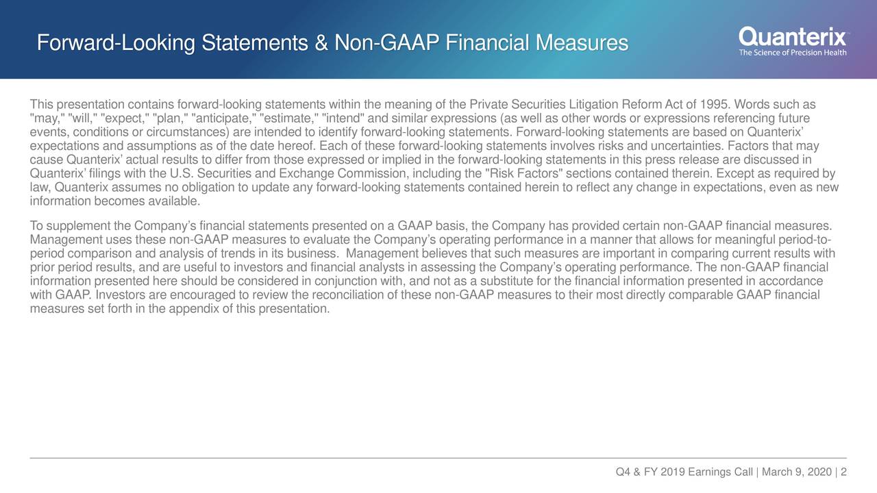 Quanterix Corporation 2019 Q4 - Results - Earnings Call Presentation (NASDAQ:QTRX) | Seeking Alpha