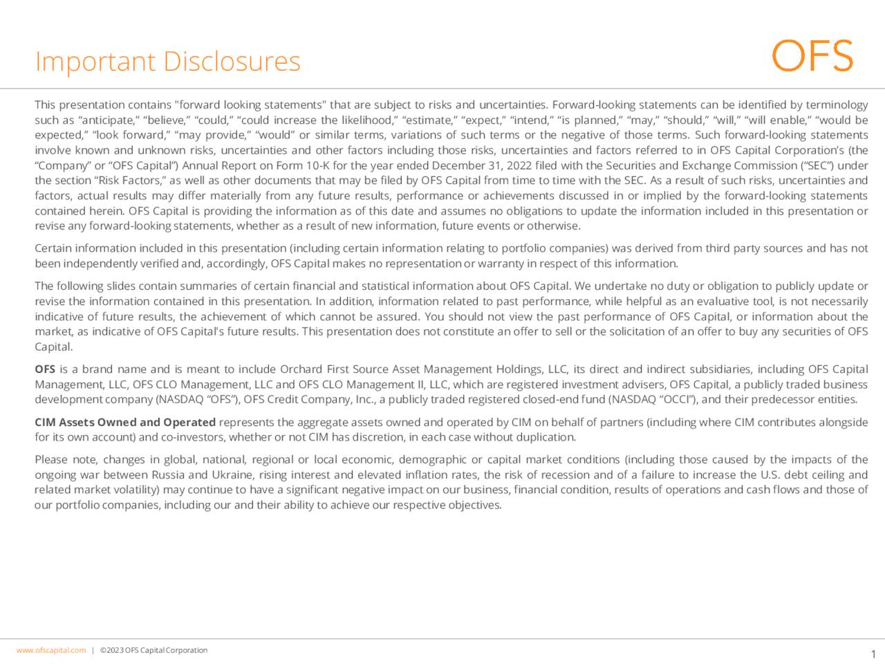 OFS Capital (OFS) Investor Presentation - Slideshow (NASDAQ:OFS) | Seeking Alpha