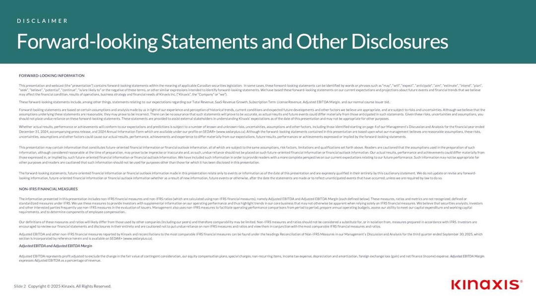 Kinaxis Inc. 2025 Q3 - Results - Earnings Call Presentation (TSX:KXS:CA) 2025-11-07 | Seeking Alpha