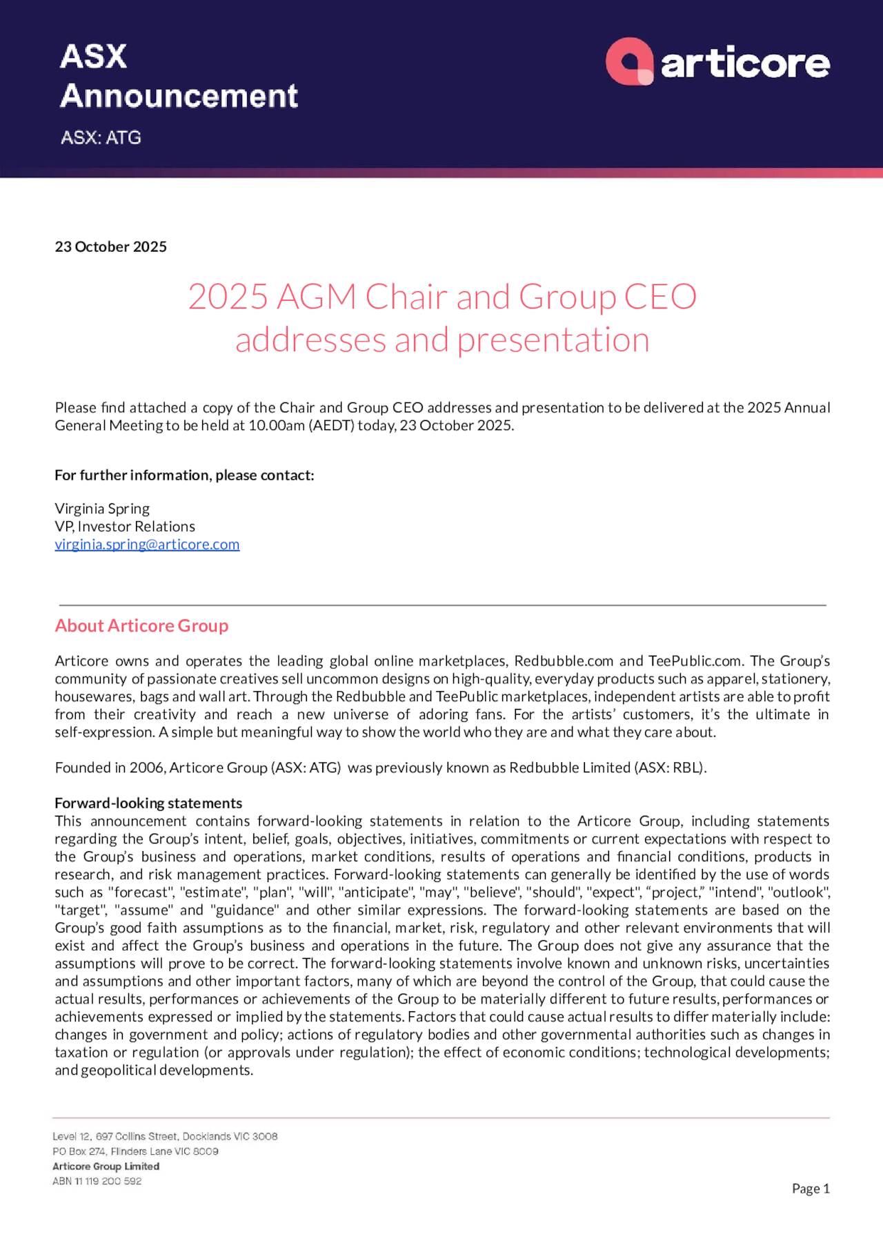 Articore Group Limited (RDBBF) Shareholder/Analyst Call - Slideshow ...