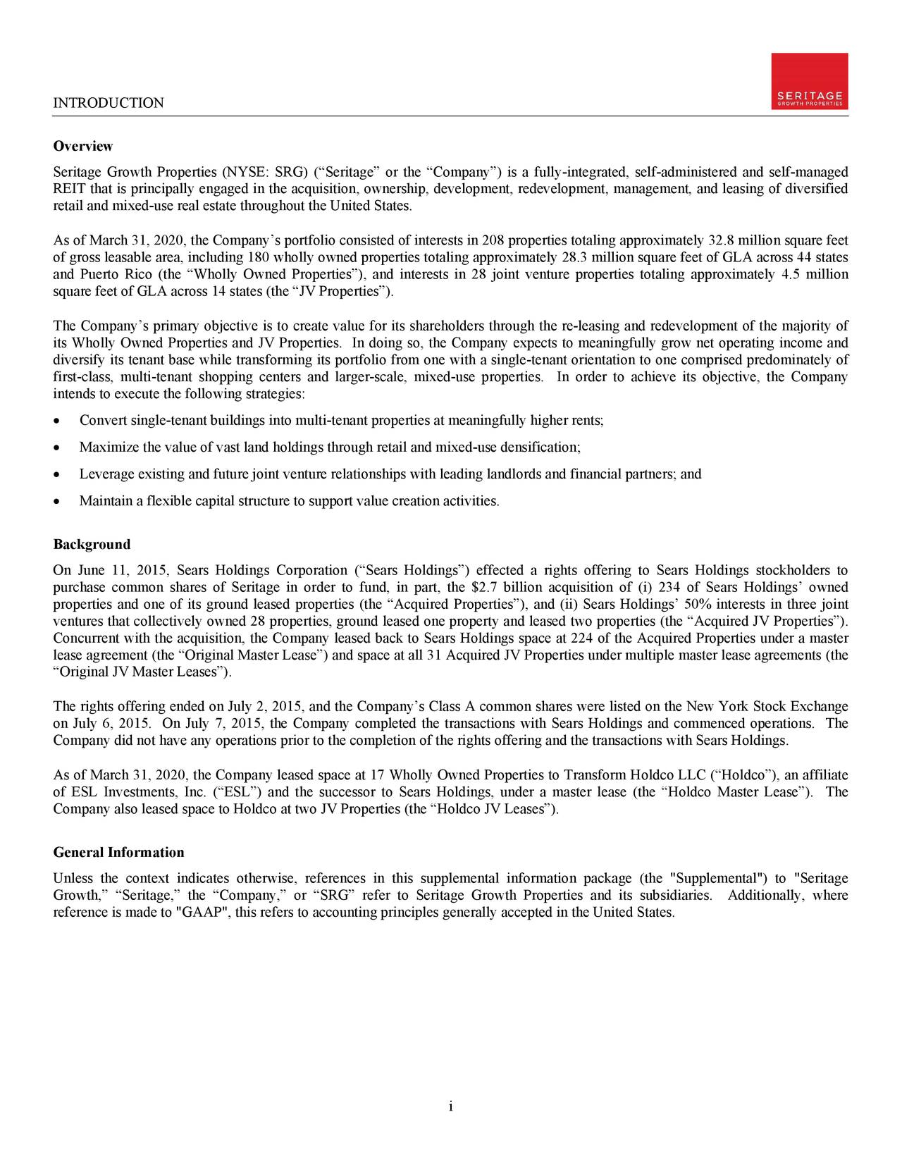 Seritage Growth Properties 2020 Q1 - Results - Earnings Call Presentation (NYSE:SRG) | Seeking Alpha