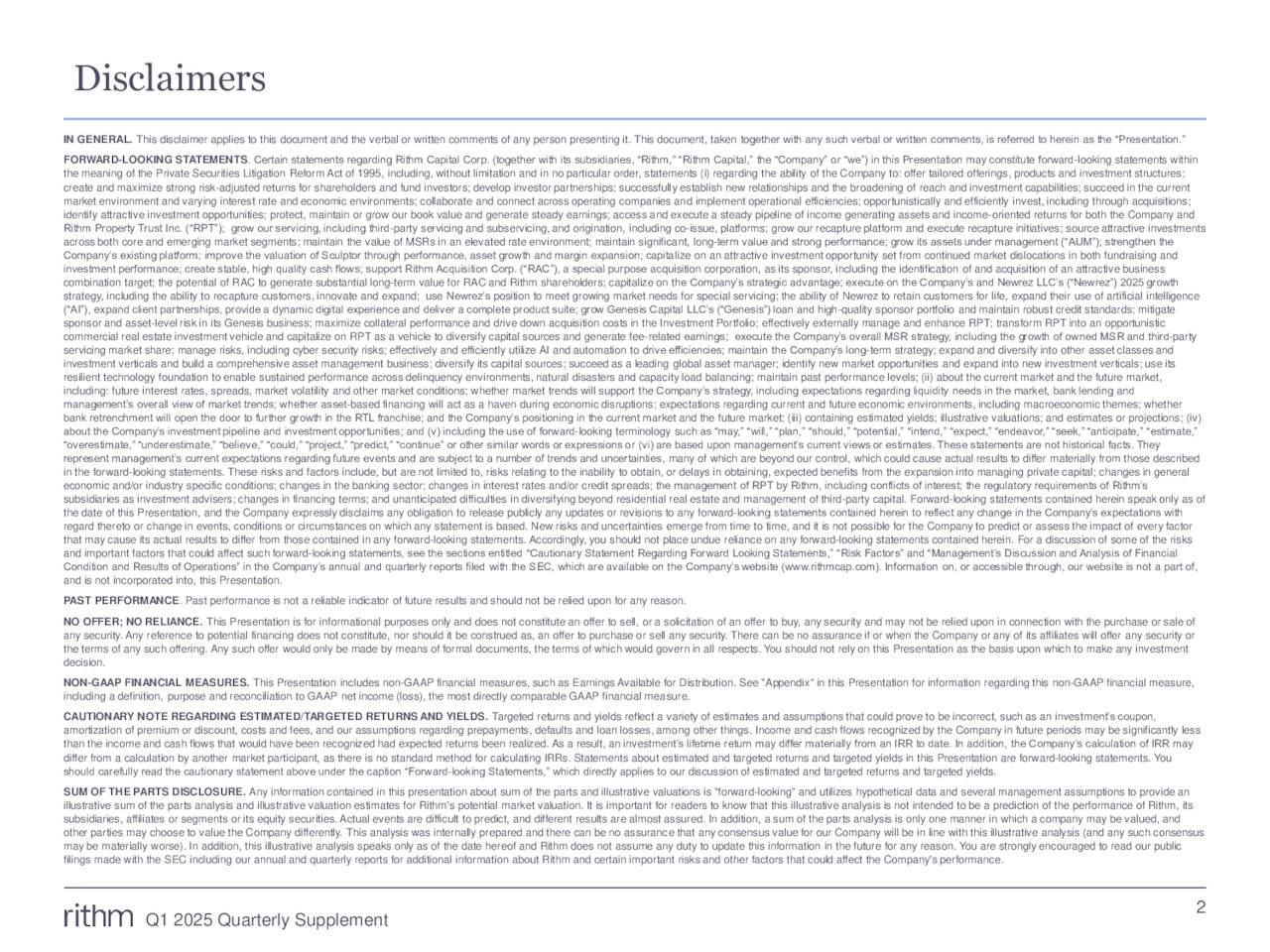 Rithm Capital Corp. 2025 Q1 - Results - Earnings Call Presentation ...