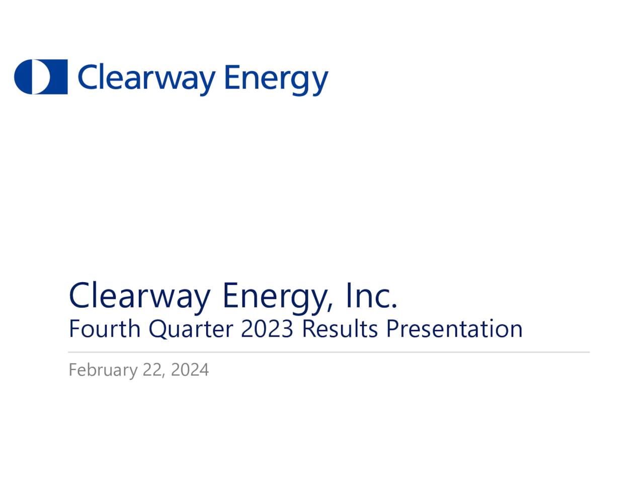 Clearway Energy, Inc. 2023 Q4 - Results - Earnings Call Presentation ...