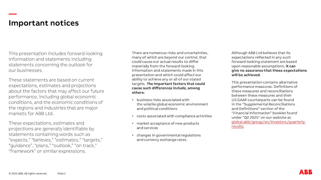 ABB Ltd 2025 Q2 - Results - Earnings Call Presentation (OTCMKTS:ABBNY) | Seeking Alpha