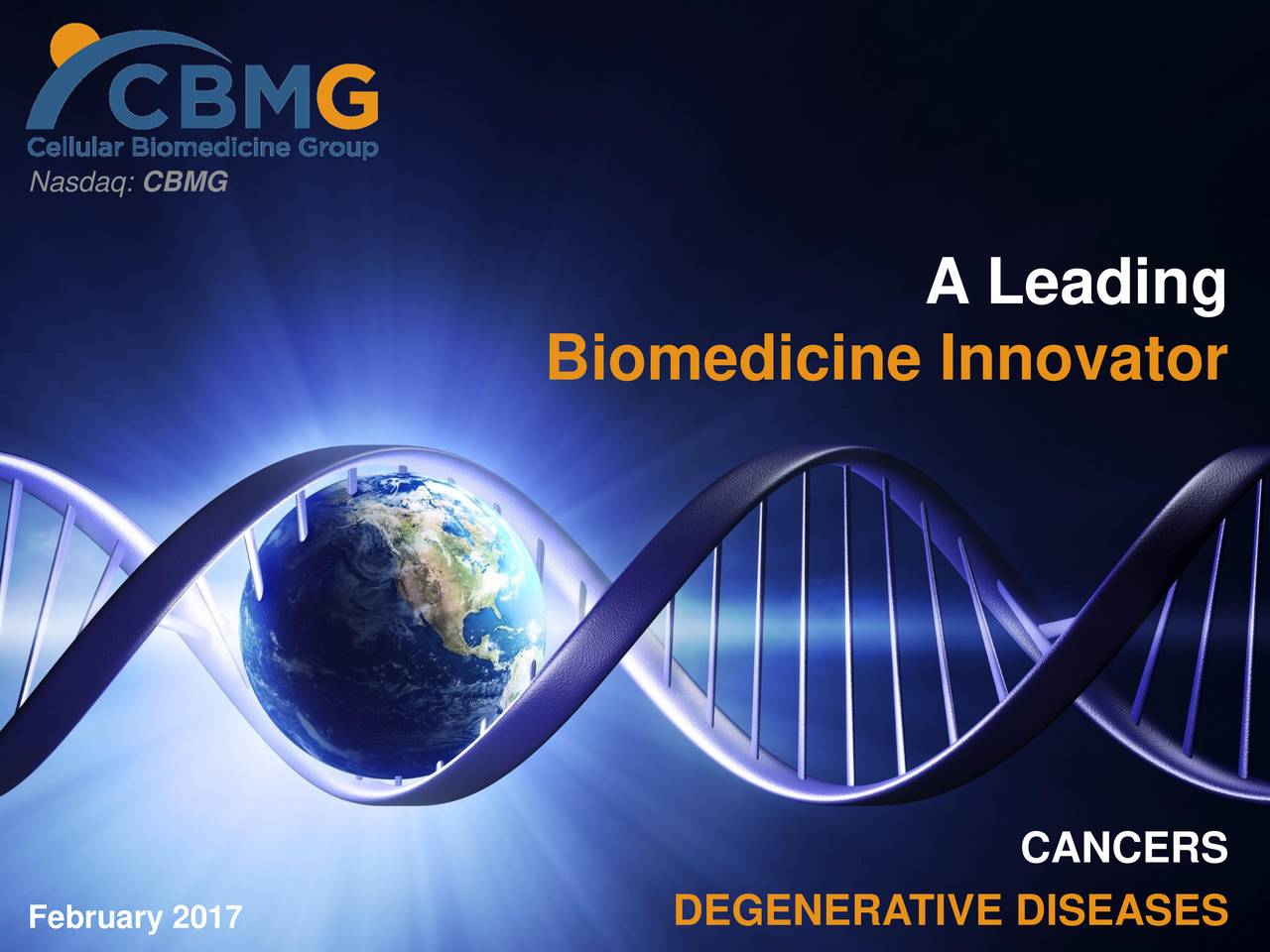 Cellular Biomedicine Group (CBMG) Presents at 19th Annual BIO CEO ...