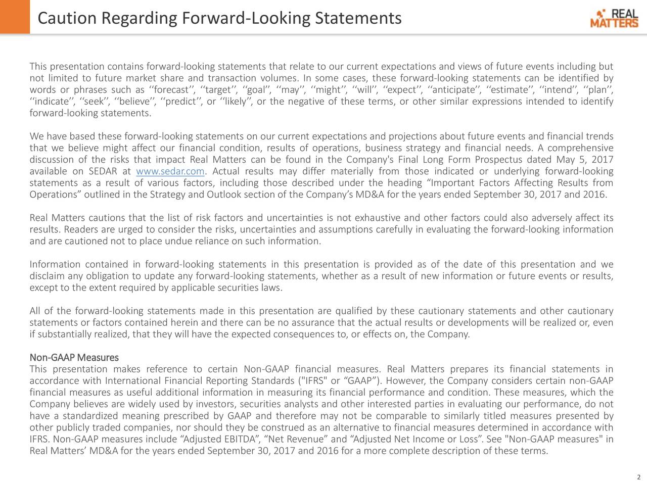 REAL MATTERS INC ORD 2017 Q4 - Results - Earnings Call Slides (OTCMKTS ...