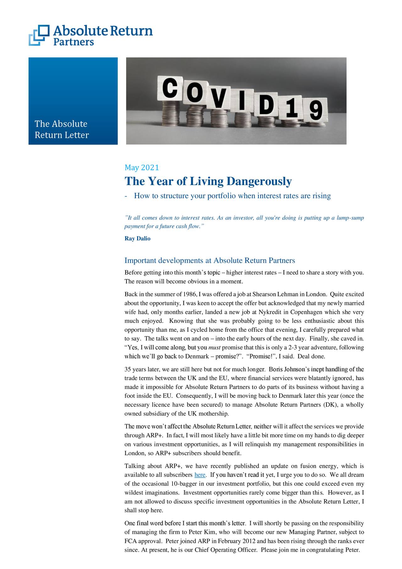 The Absolute Return Partners May 2021 Letter - The Year Of Living ...