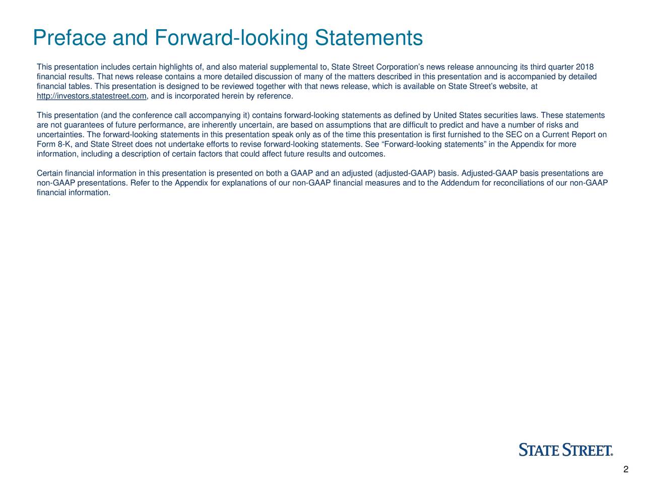 State Street Corporation 2018 Q3 - Results - Earnings Call Slides (NYSE:STT) | Seeking Alpha