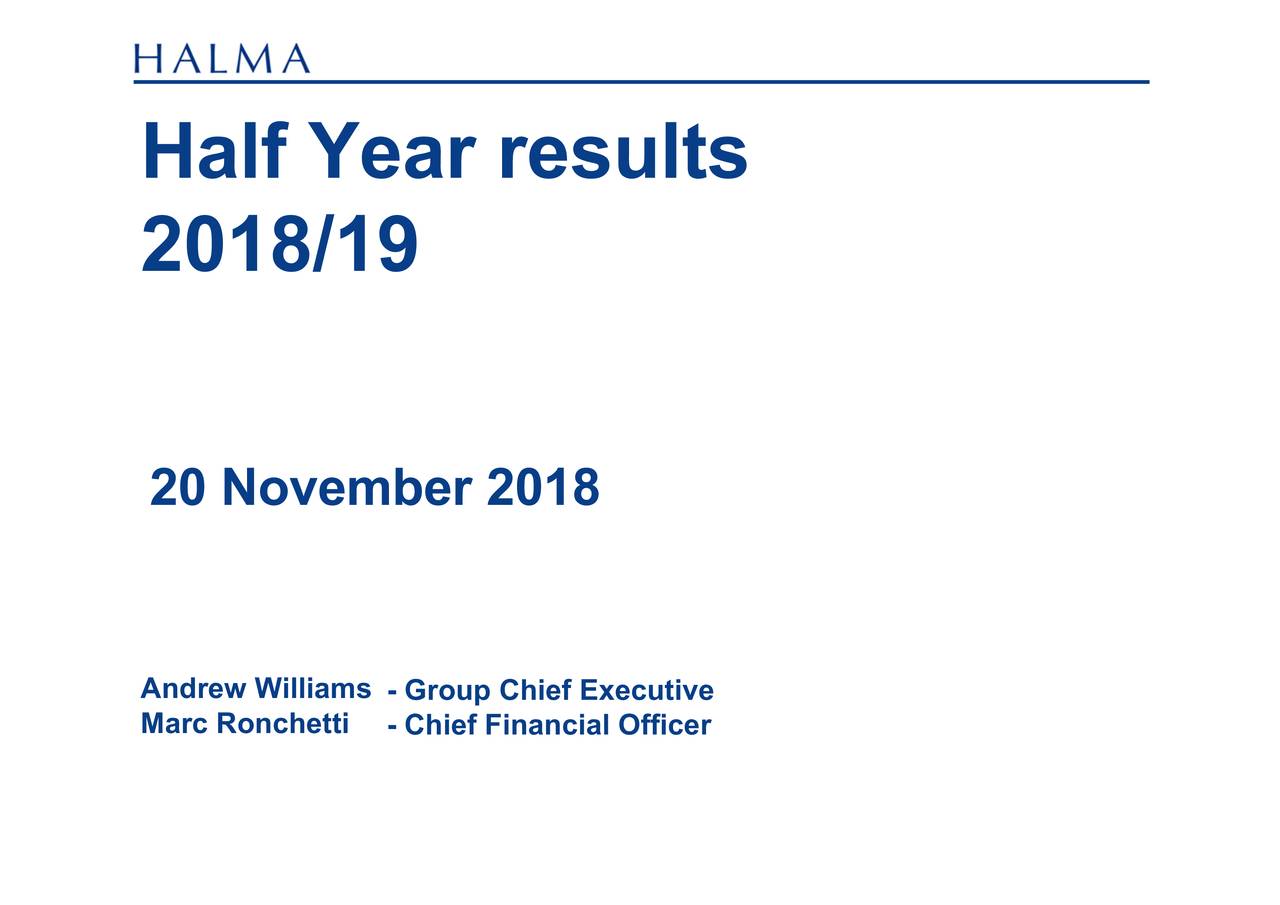 Halma PLC 2019 Q2 - Results - Earnings Call Slides (OTCMKTS:HLMAF ...