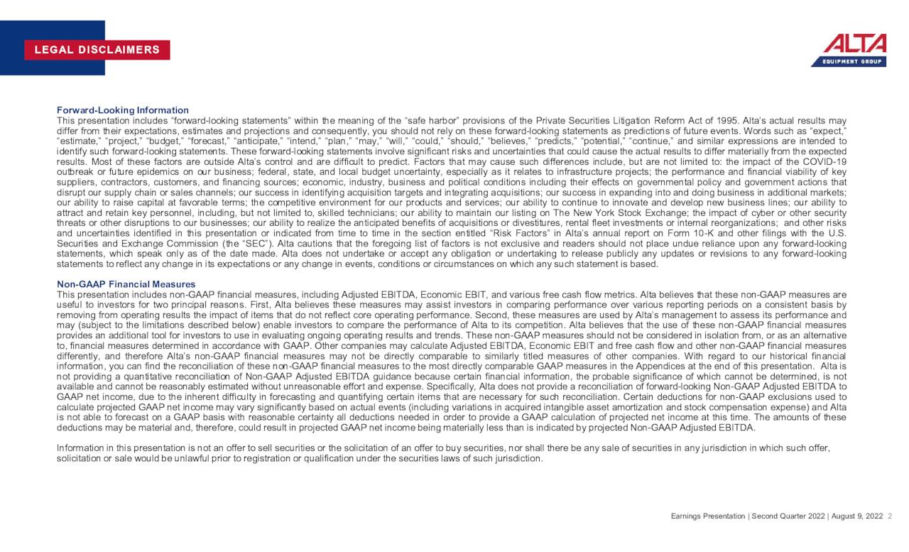 Alta Equipment Group Inc. 2022 Q2 - Results - Earnings Call ...