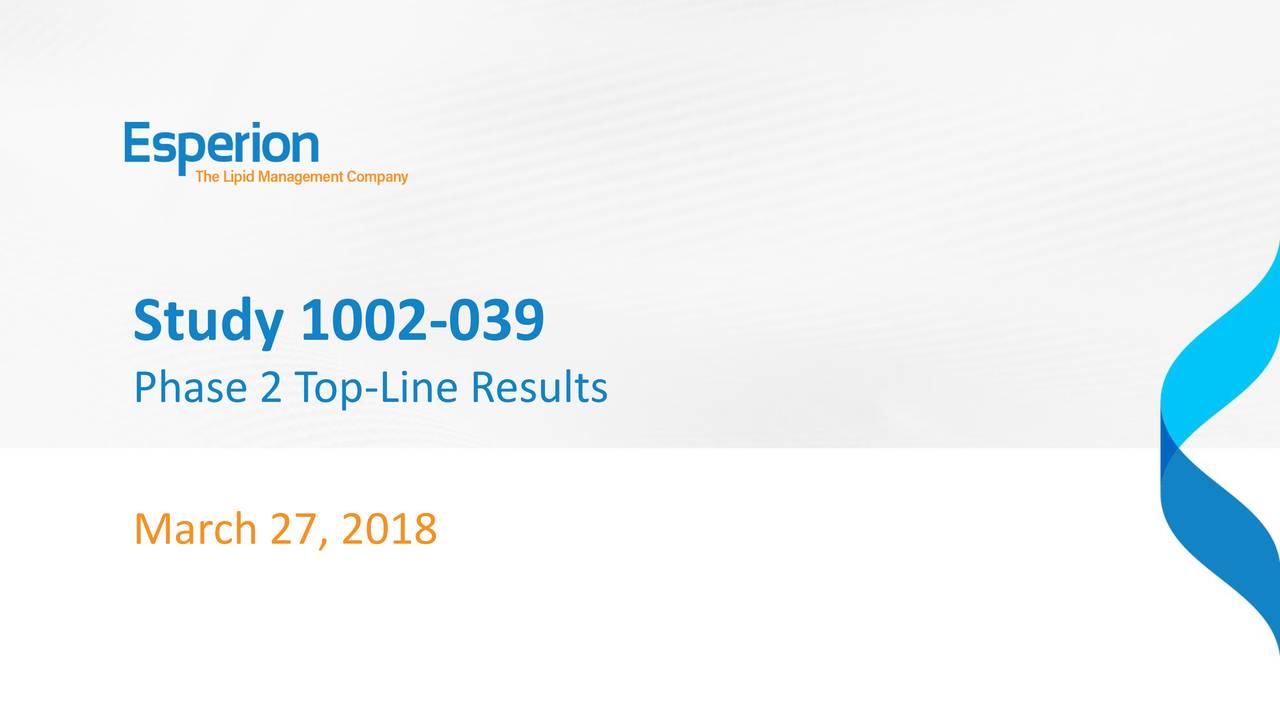 Esperion Therapeutics (ESPR) Study 1002-039 Phase 2 Top-Line Results ...