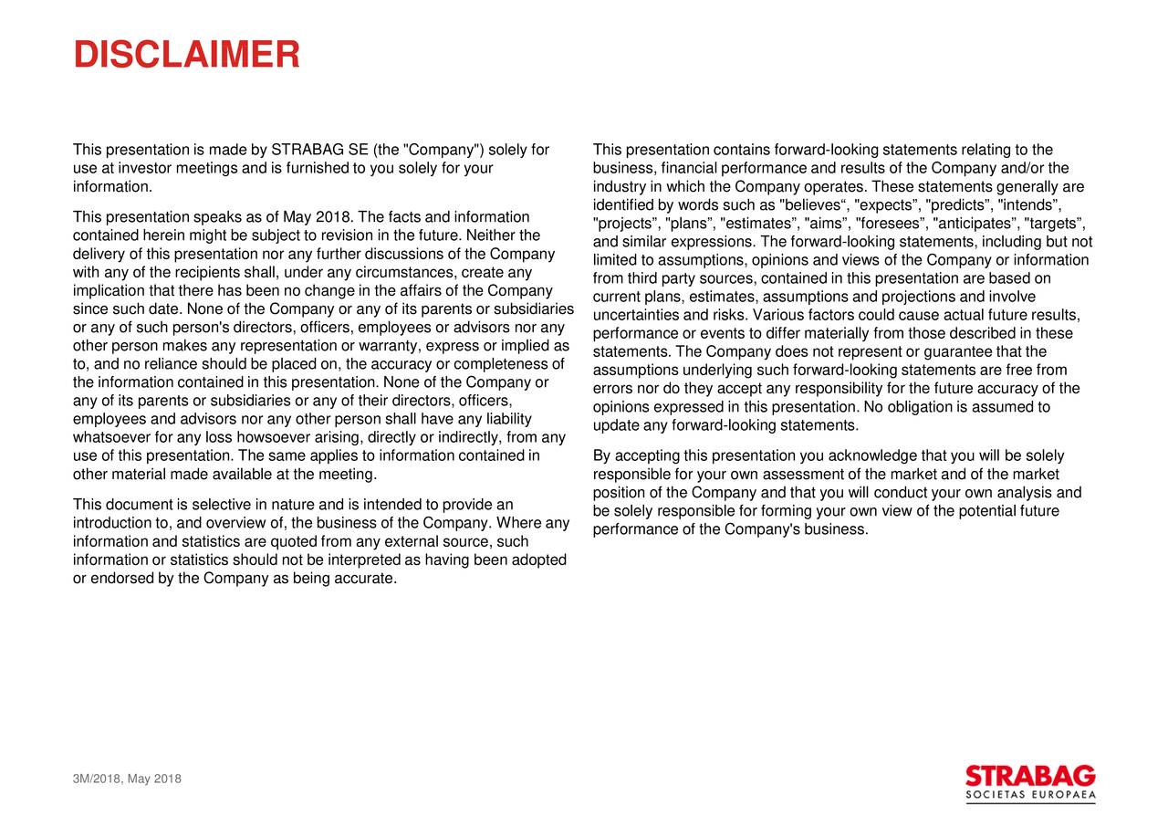 Strabag Se Villach 2018 Q1 - Results - Earnings Call Slides (OTCMKTS ...
