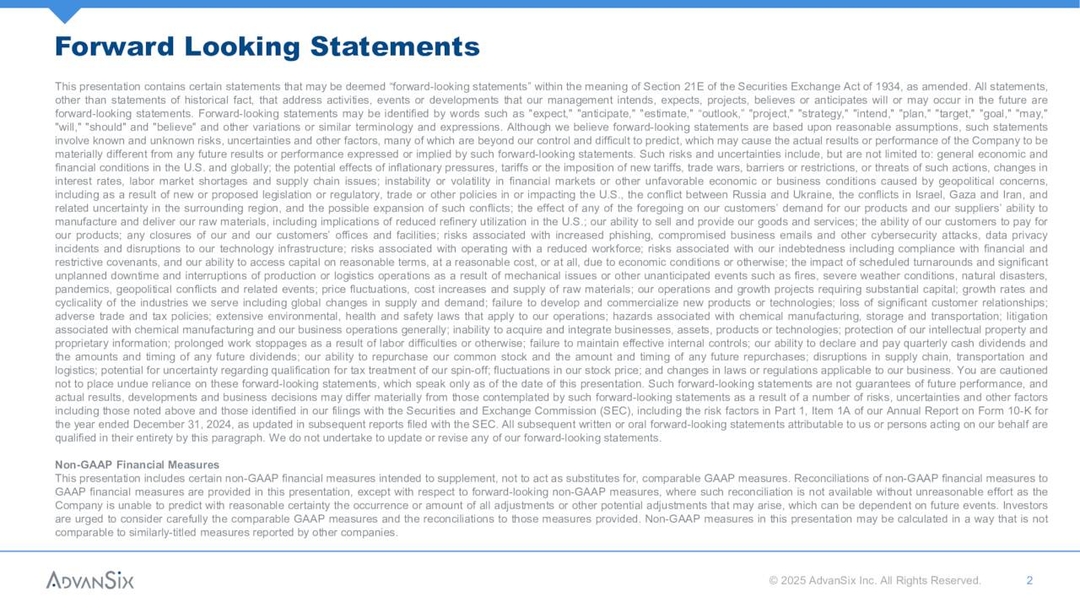 AdvanSix Inc. 2025 Q3 - Results - Earnings Call Presentation (NYSE:ASIX) 2025-11-08 | Seeking Alpha
