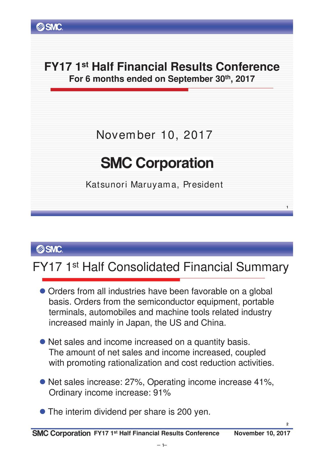 SMC Corp Japan ADR 2018 Q2 - Results - Earnings Call Slides (OTCMKTS ...