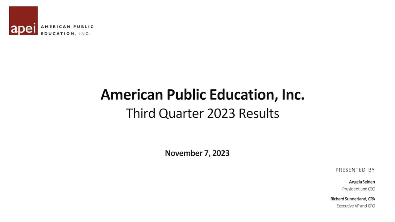 American Public Education, Inc. 2023 Q3 - Results - Earnings Call ...