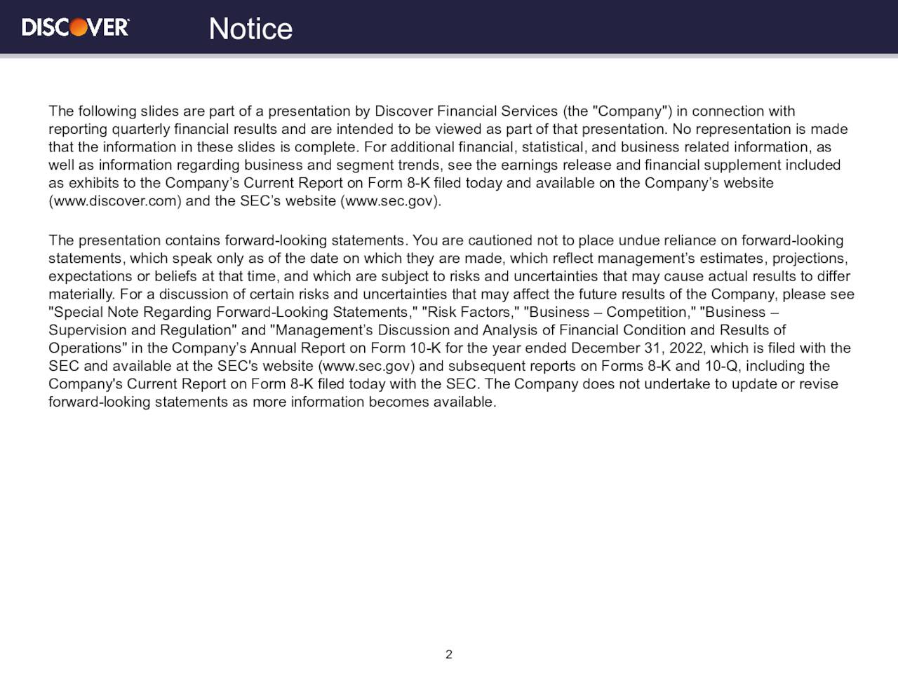 Discover Financial Services 2023 Q1 - Results - Earnings Call ... Discover Financial Services 2023 Q1 - Results - Earnings Call ...