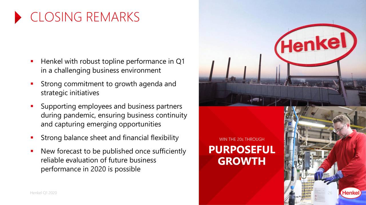 Henkel AG & Co. KGaA 2020 Q1 - Results - Earnings Call Presentation (OTCMKTS:HENKY) | Seeking Alpha