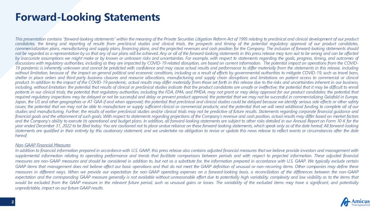 Amicus Therapeutics, Inc. 2022 Q4 - Results - Earnings Call ...