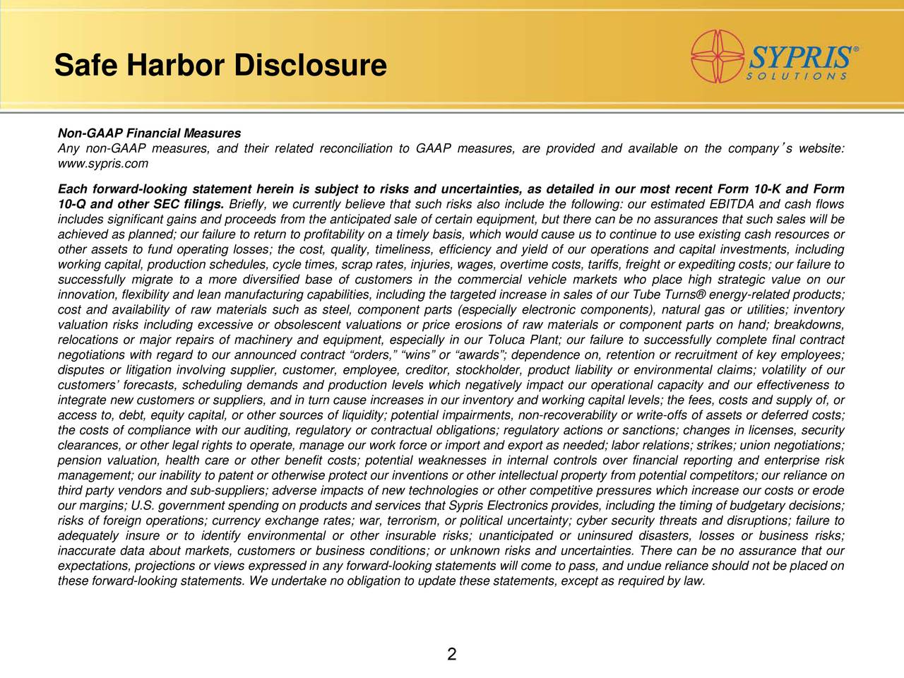 Sypris Solutions, Inc. 2018 Q1 - Results - Earnings Call Slides (NASDAQ ...