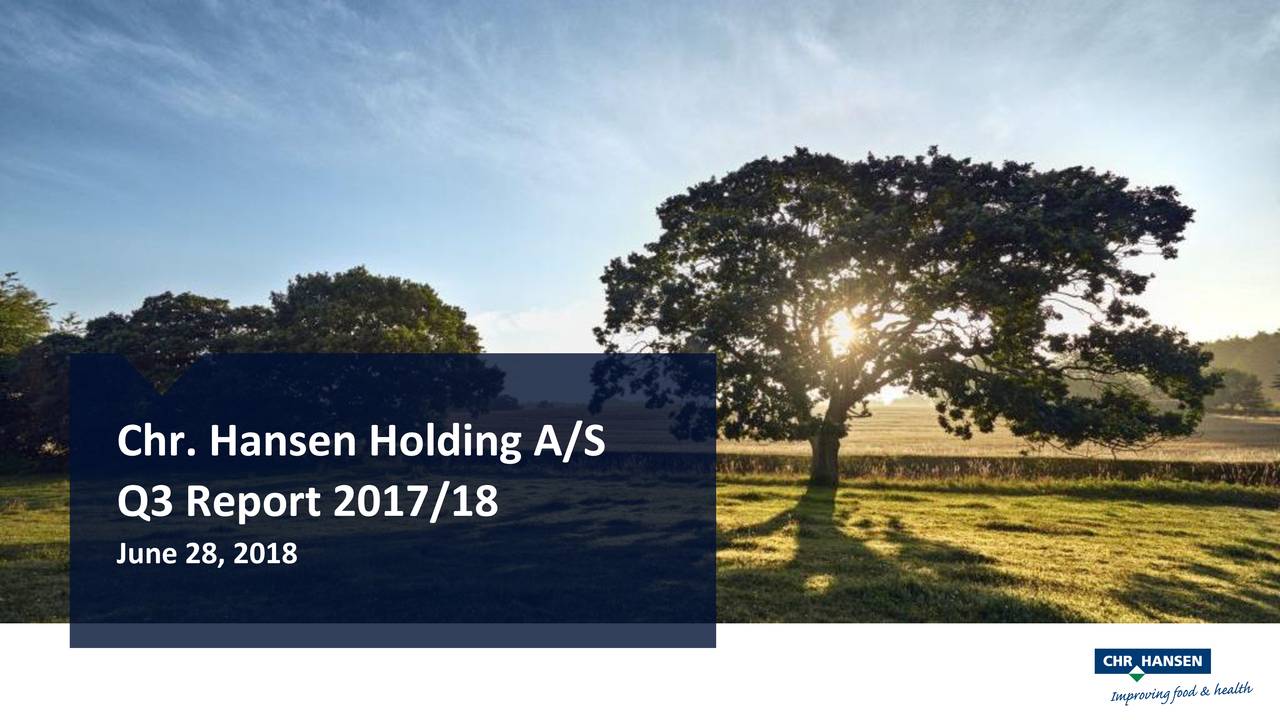 CHR Hansen Holding A/S ADR 2018 Q3 - Results - Earnings Call Slides ...