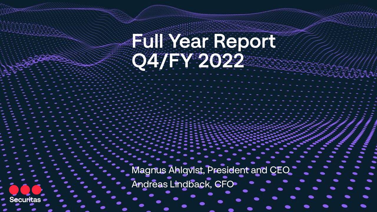 Securitas AB (publ) 2022 Q4 - Results - Earnings Call Presentation (OTCMKTS:SCTBF) | Seeking Alpha