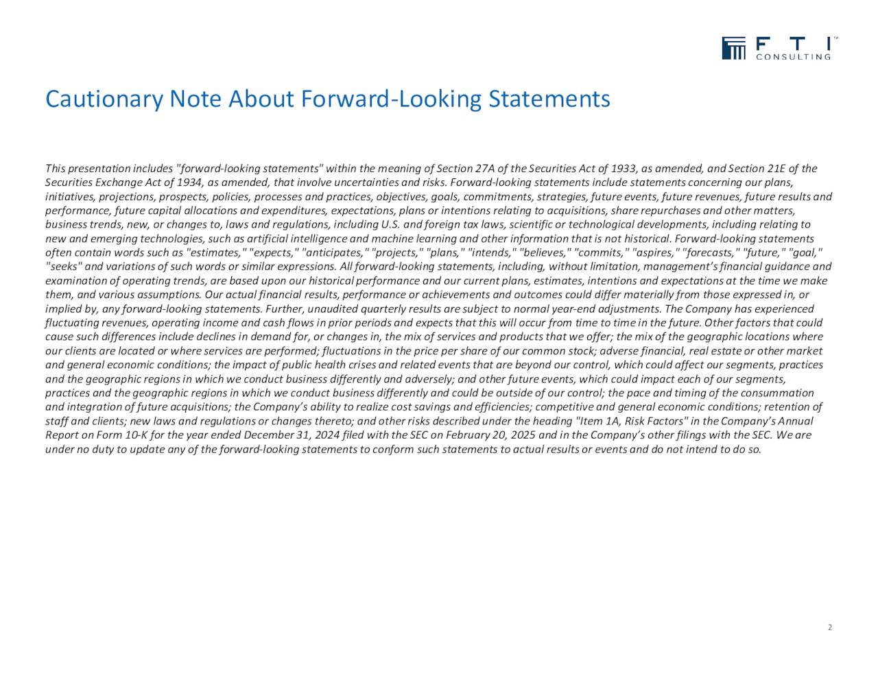 FTI Consulting, Inc. 2025 Q2 - Results - Earnings Call Presentation (NYSE:FCN) | Seeking Alpha