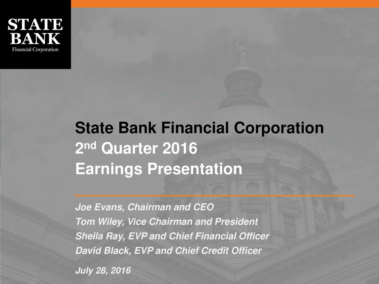 State Bank Financial Corp 2016 Q2 - Results - Earnings Call Slides ...