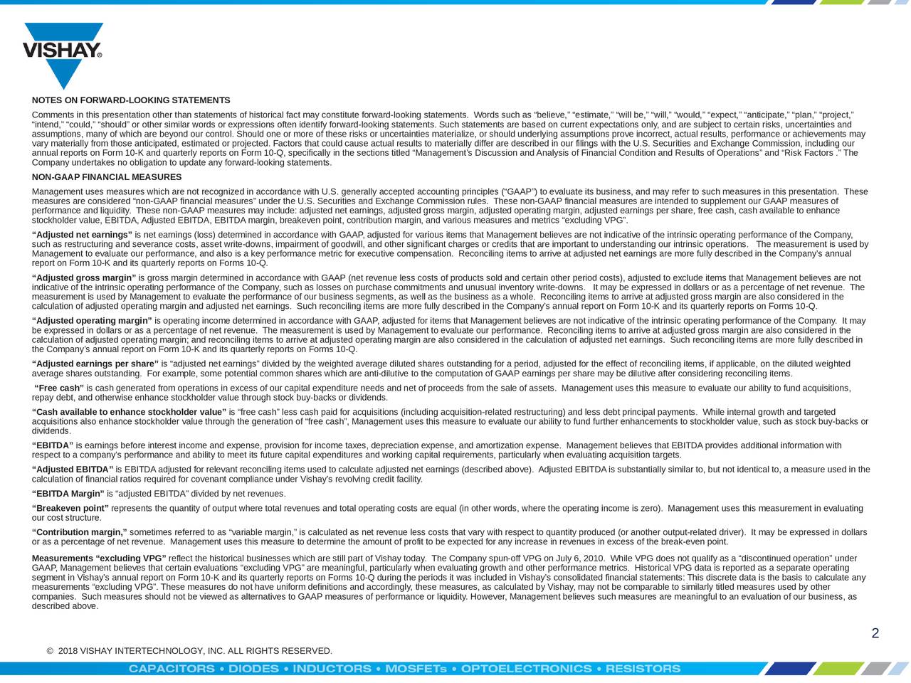 Vishay Intertechnology, Inc. 2019 Q3 - Results - Earnings Call Presentation (NYSE:VSH) | Seeking ...